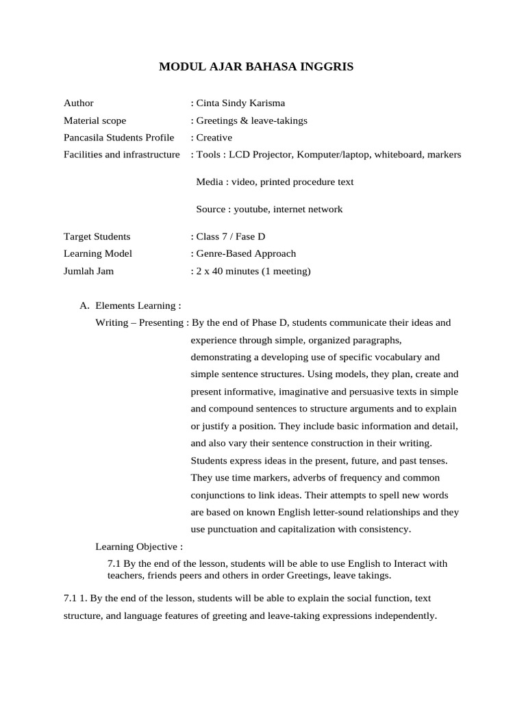 Reading - Viewing ( (Greeting & Leave Takings) ) | PDF | Vocabulary ...