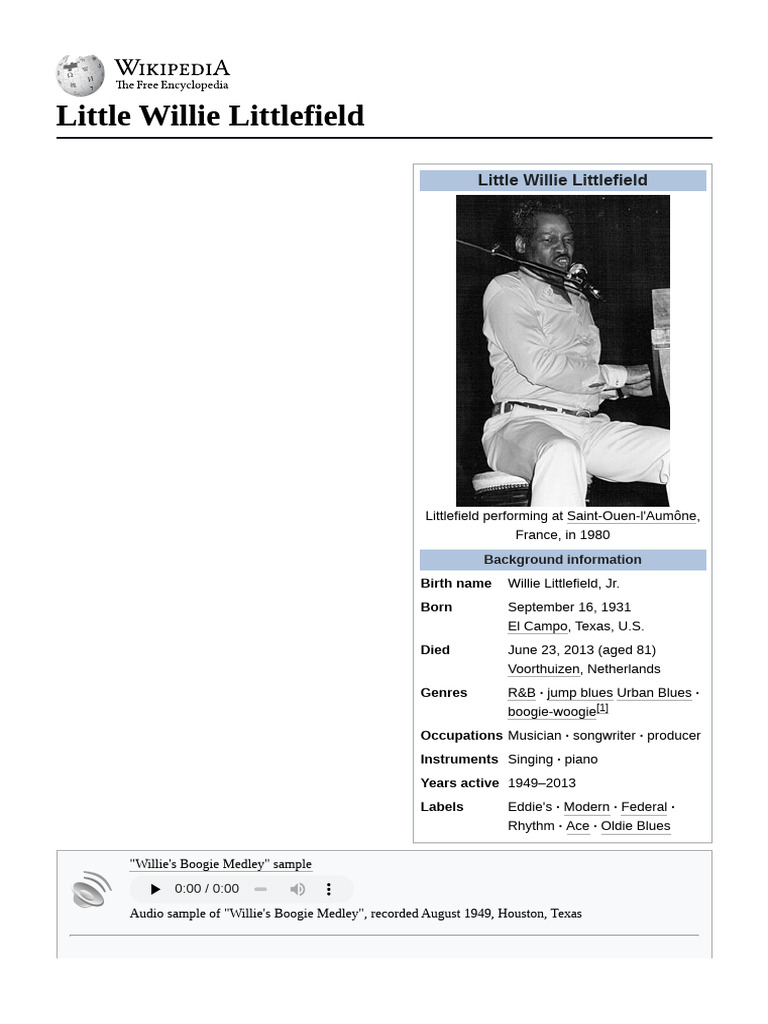 Little Willie Littlefield | PDF | Popular Music | North American Styles ...