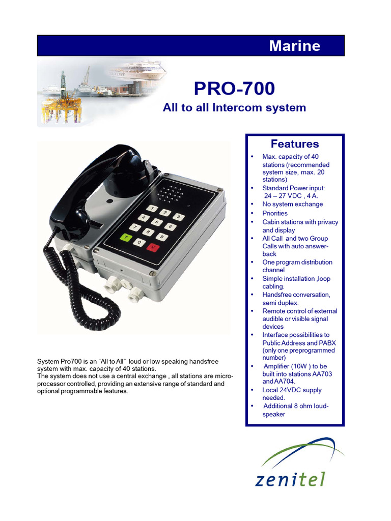 PRO-700 Marine Intercom System | PDF | Computing | Telecommunications