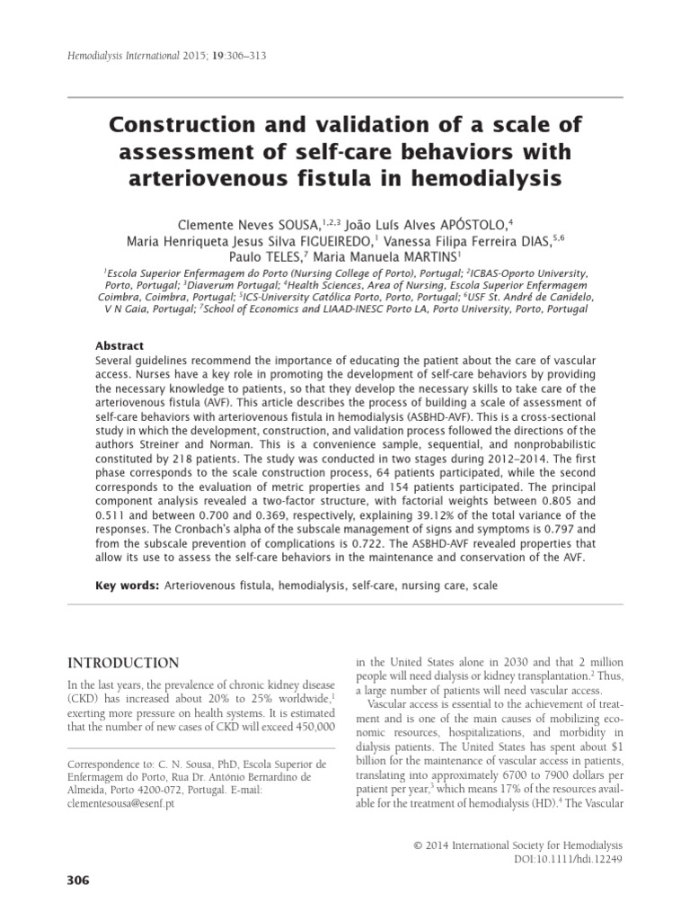 Construction and Validation of A Scale of Assessment of Self-Care ...