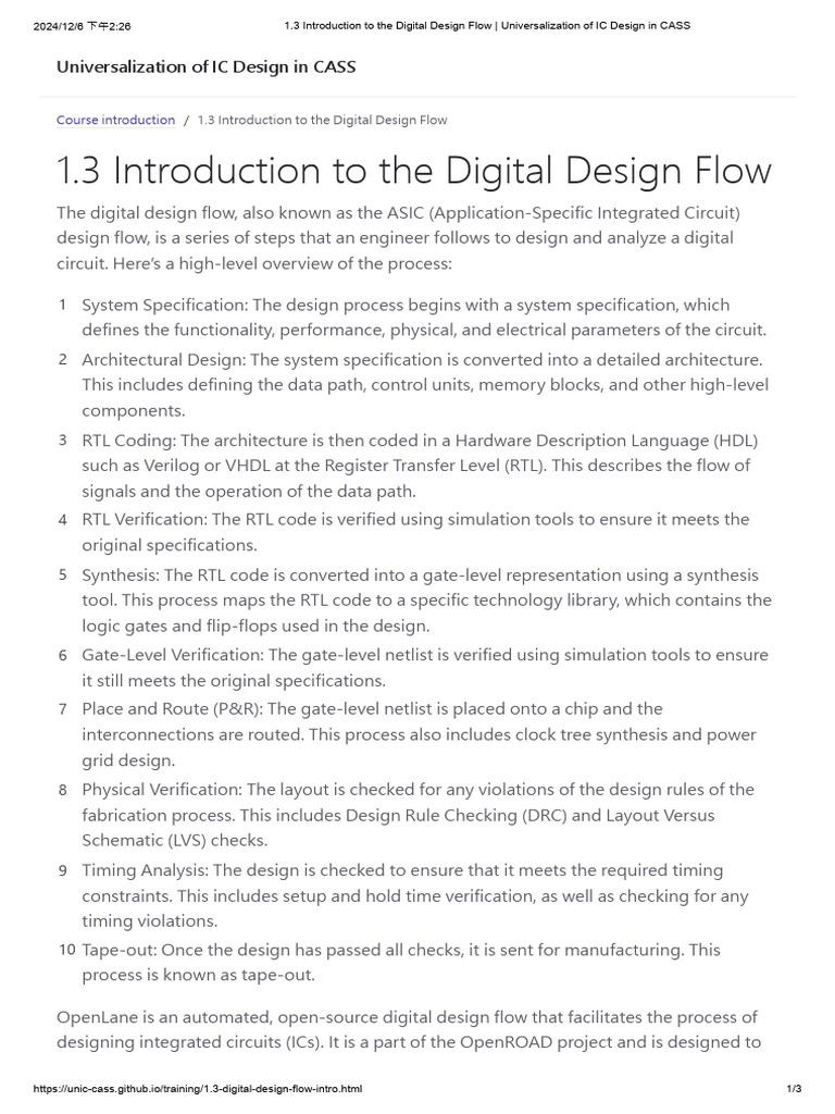 1.3 Introduction to the Digital Design Flow _ Universalization of IC ...