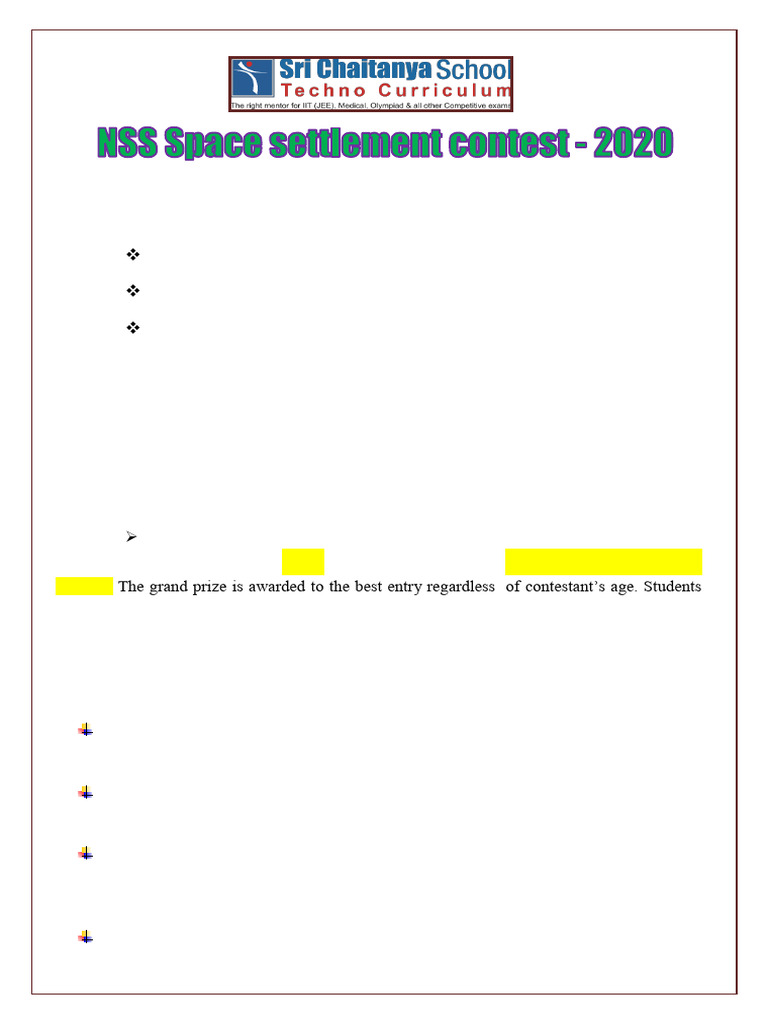 NSS Space Settlement Contest 2020 Guide | PDF | Outer Space | Spaceflight