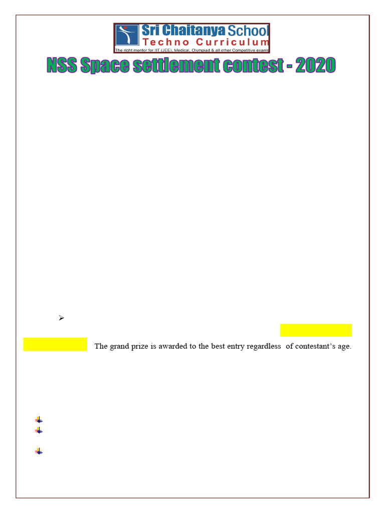 NSS Space Settlement Contest Information & Undertaking Letter (2020 ...