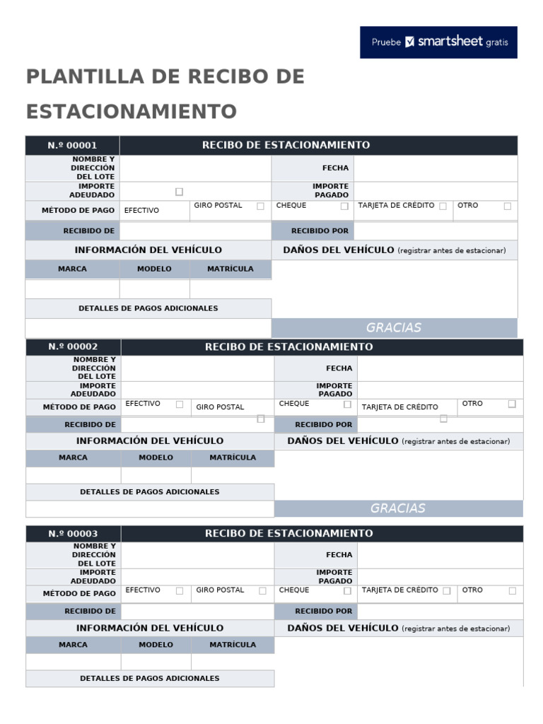 Plantilla de Recibo de Estacionamiento | PDF