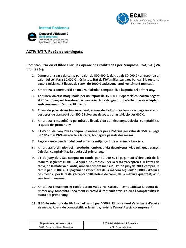 Activitat 7. Repàs de Continguts 2425 | PDF