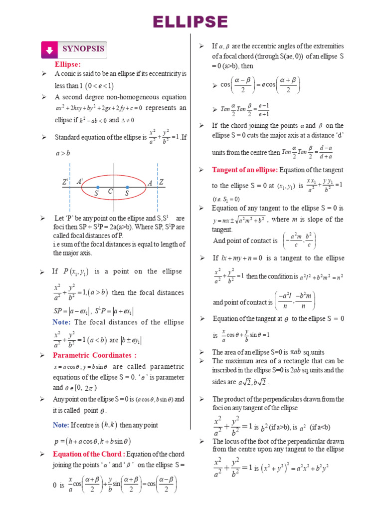 Ellipse | PDF | Ellipse | Algebraic Geometry Ellipse | PDF | Ellipse | Algebraic Geometry