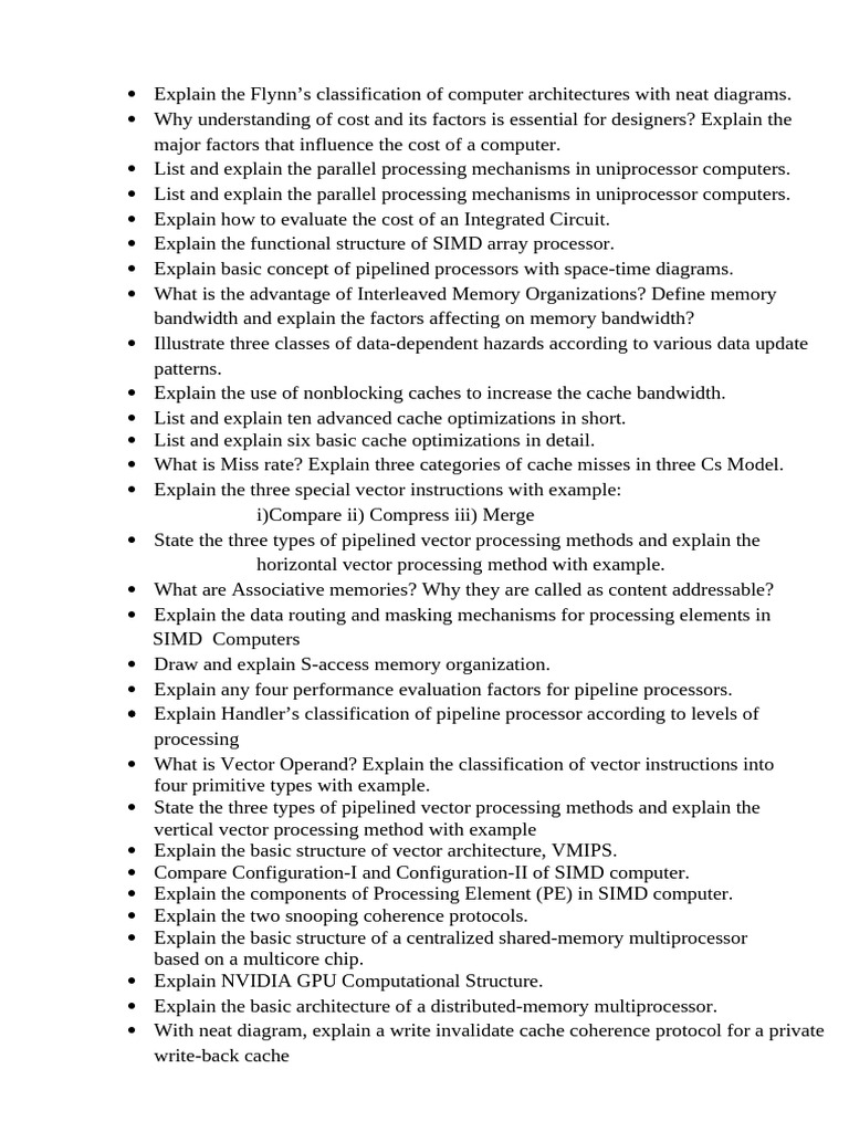 question bank | PDF | Cpu Cache | Parallel Computing
