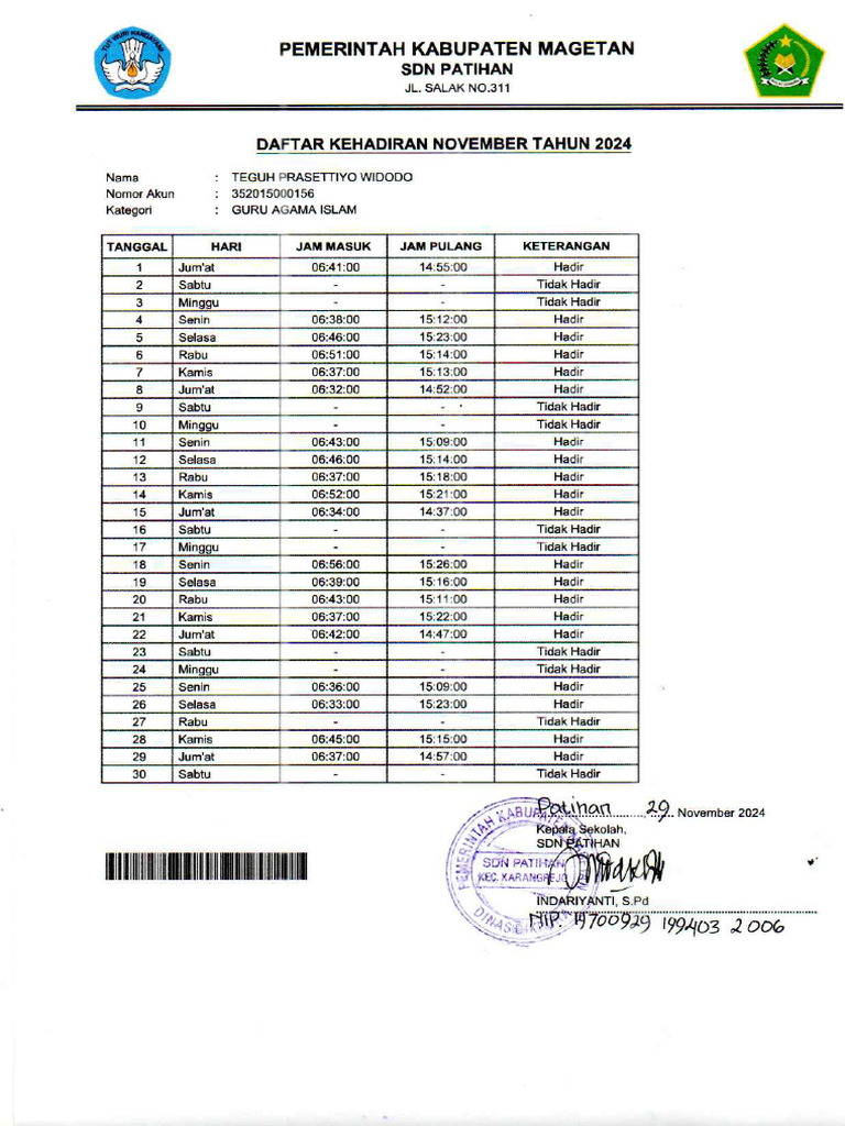 ABSEN NOVEMBER | PDF