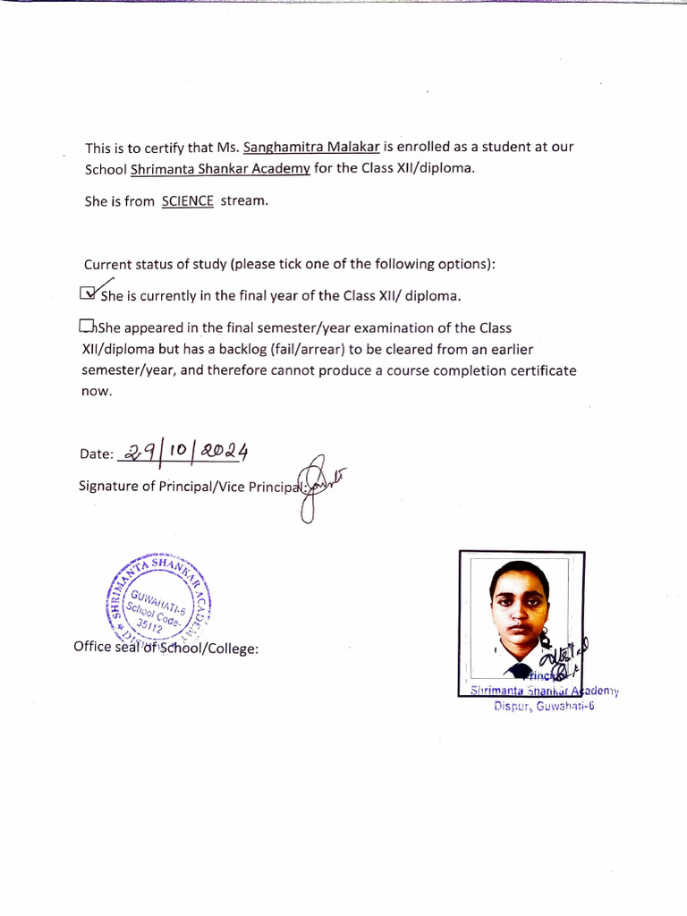 Certification of Student Enrollment | PDF