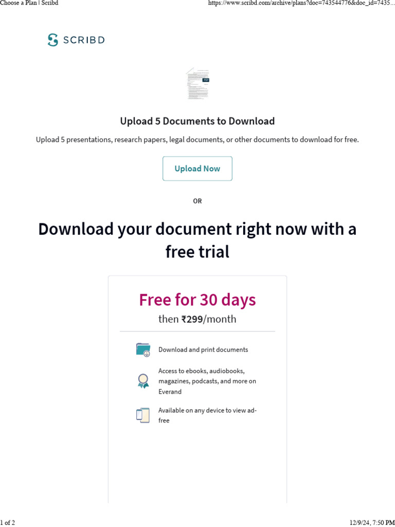 Choose a Plan _ Scribd | PDF