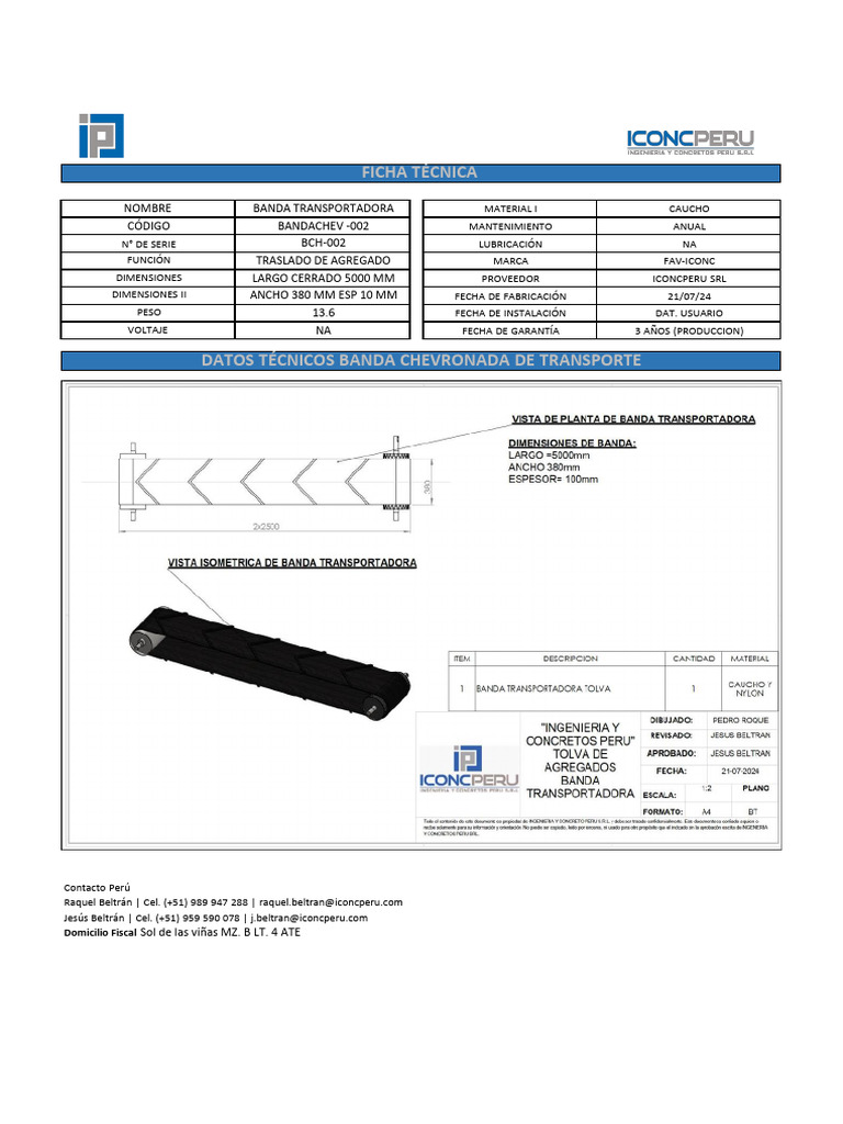 Ficha Tecnica - Banda Transportadora | PDF