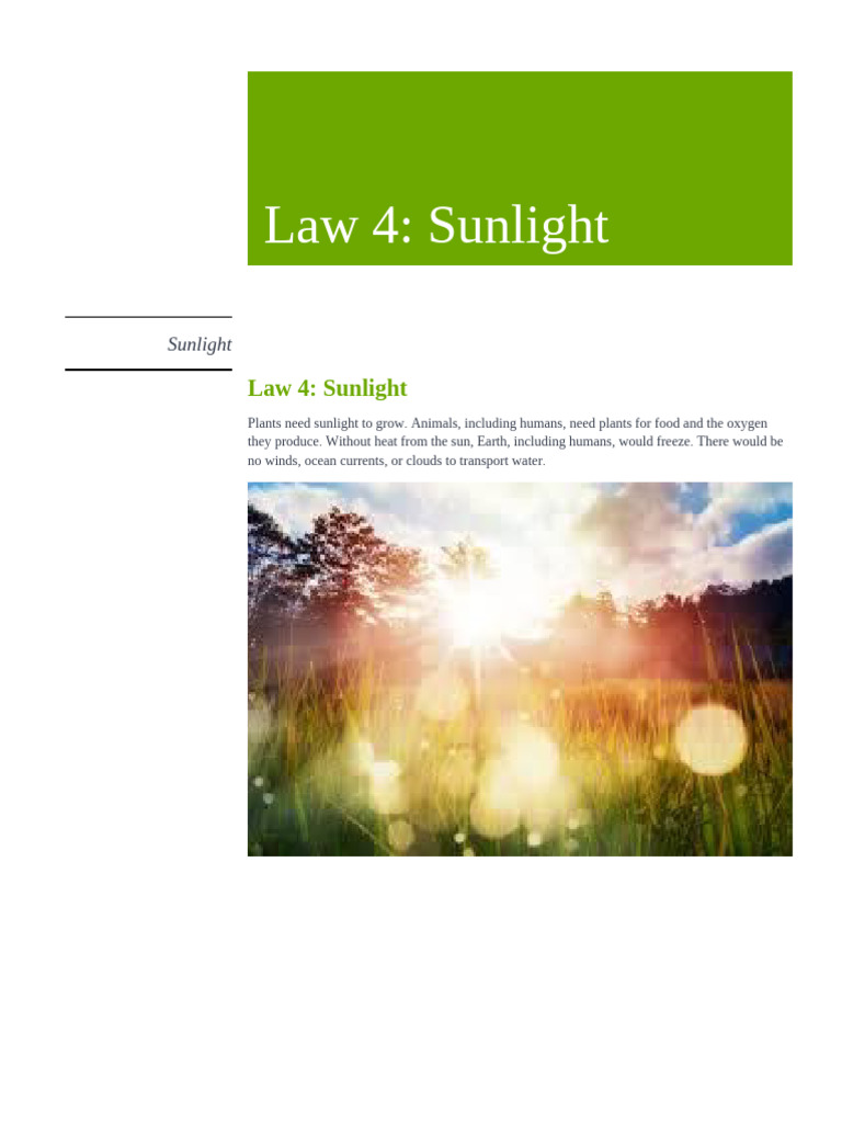 Benefits of Sunlight for Health and Growth | PDF