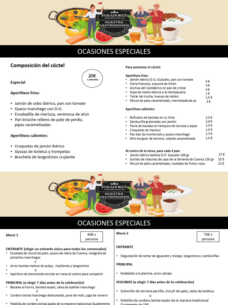 Menús El Parador | PDF | Postres | Alimentos