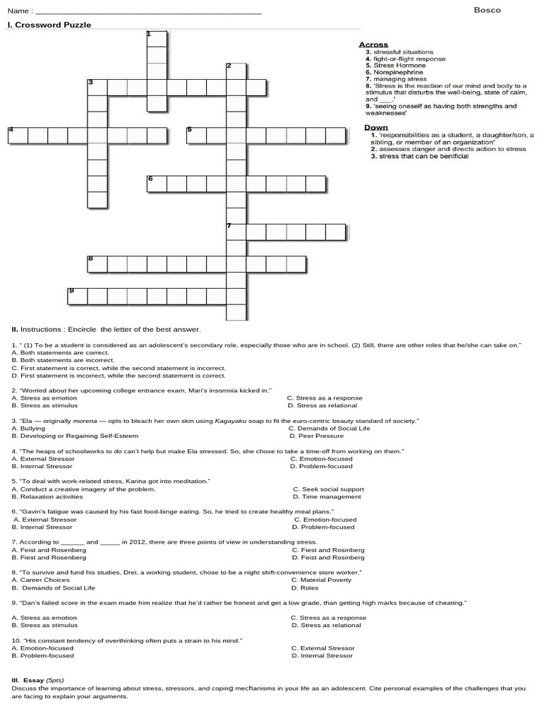 c6 bosco quiz | PDF | Stress (Biology) | Behavioural Sciences