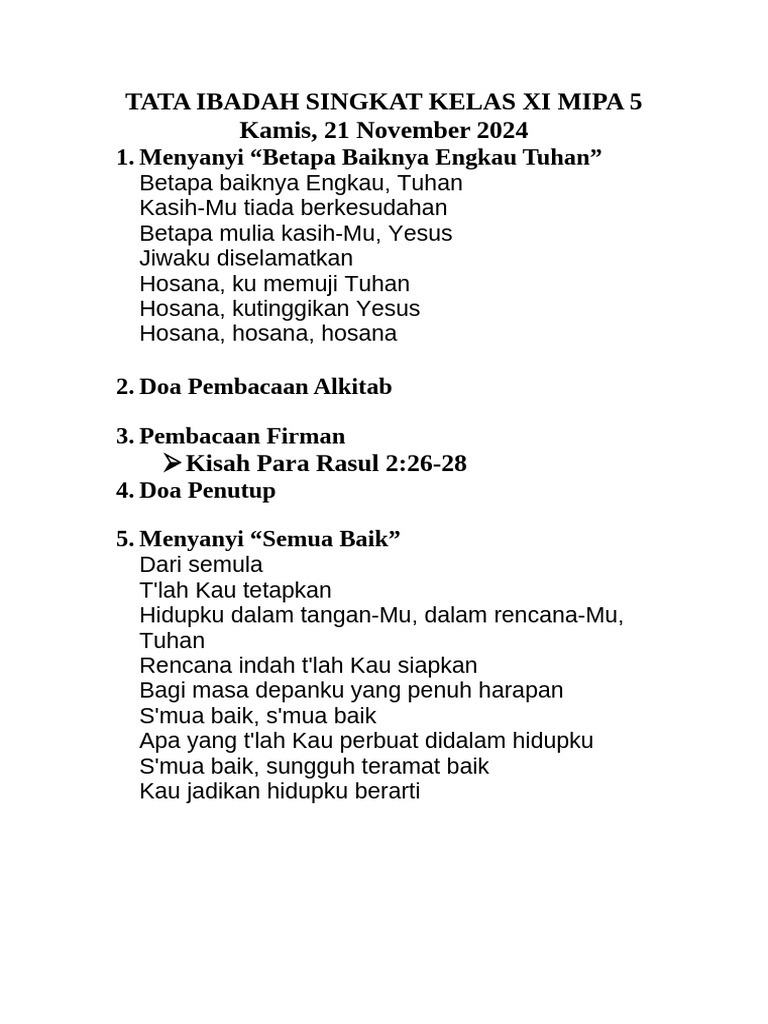 Tata Ibadah Singkat Xii Mipa 5-16 | PDF