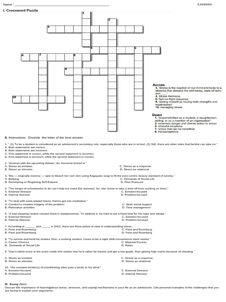 Personal Development Quiz | PDF | Stress (Biology) | Social Psychology