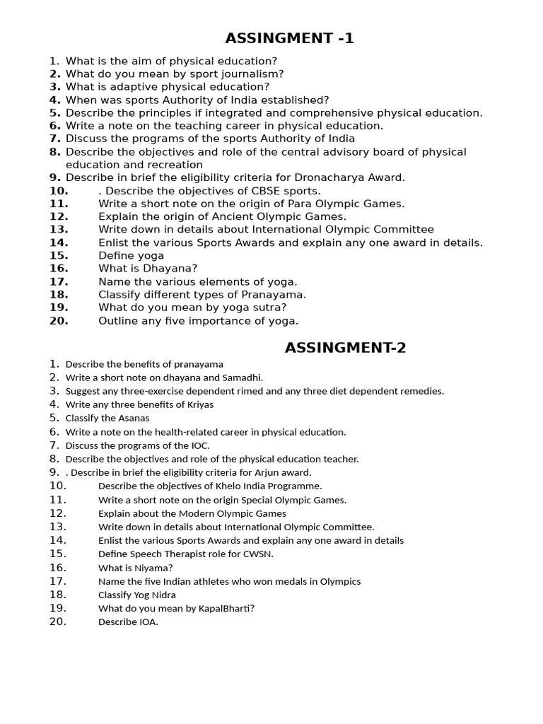 print out assingment physical education | PDF