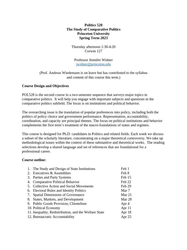 Pol 528 CP Syllabus 2024 To Post | PDF | Bureaucracy | Redistribution Of Income And Wealth