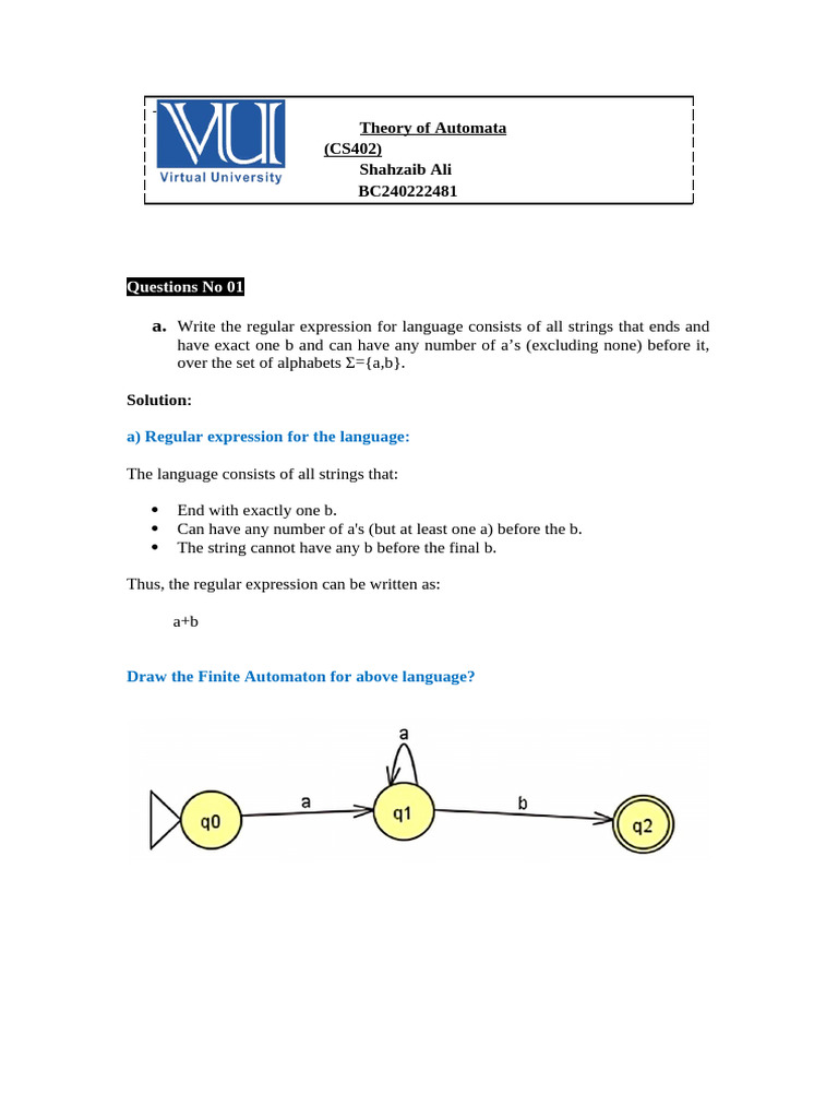 Fall 2024_CS402_1 | PDF | Regular Expression | Automata Theory