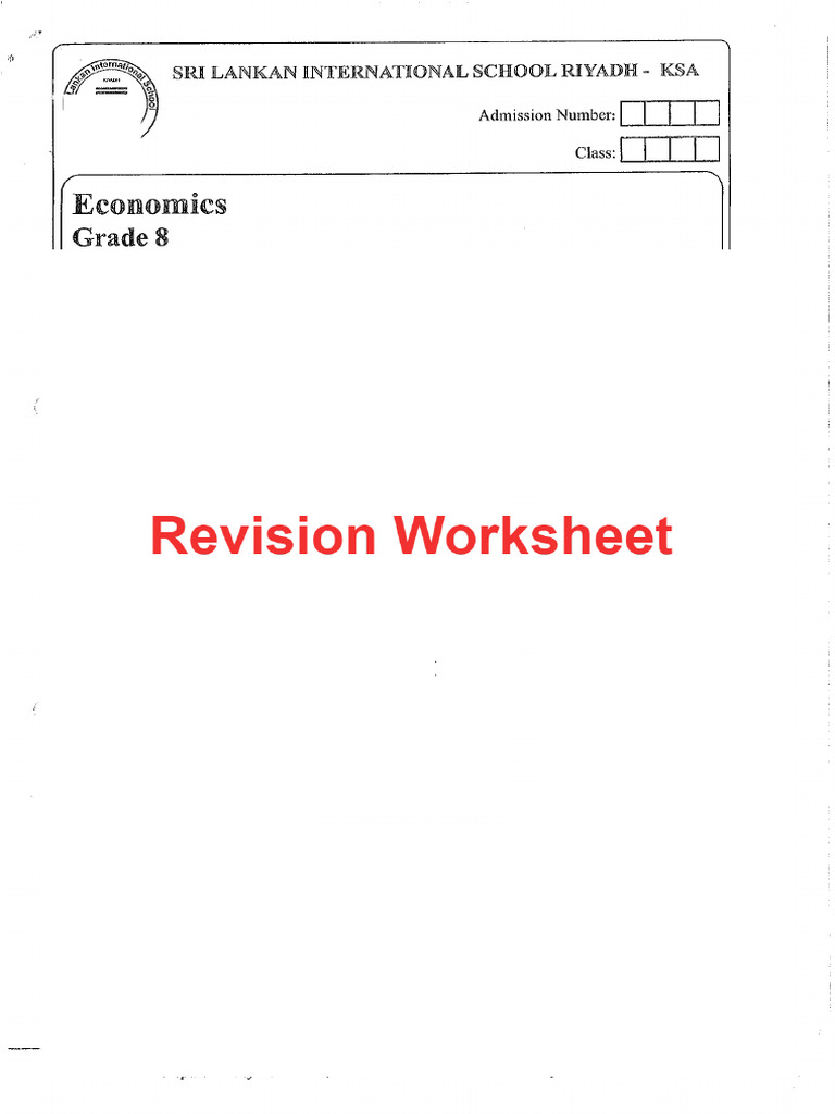 Revision Worksheet Gr 8 - Sem 2 | PDF