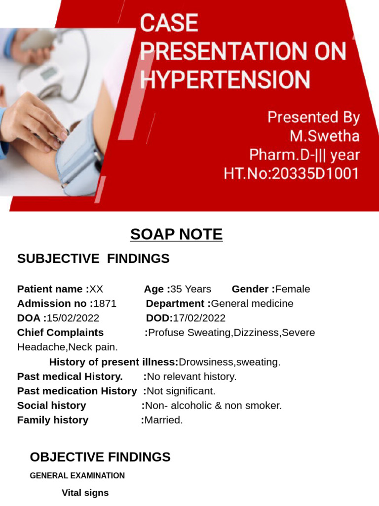 M.swetha Case Presentation On HTN | PDF | Hypertension | Causes Of Death