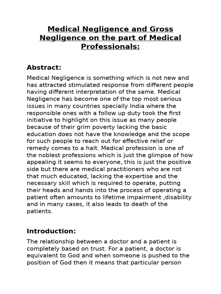 Medical Negligence | PDF | Negligence | Tort