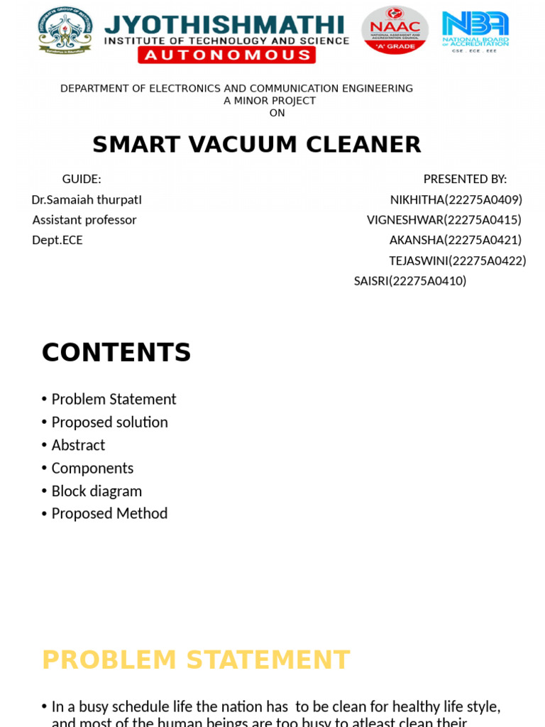 Smart Vacuum Cleaner Project Overview | PDF | Vacuum Cleaner ...