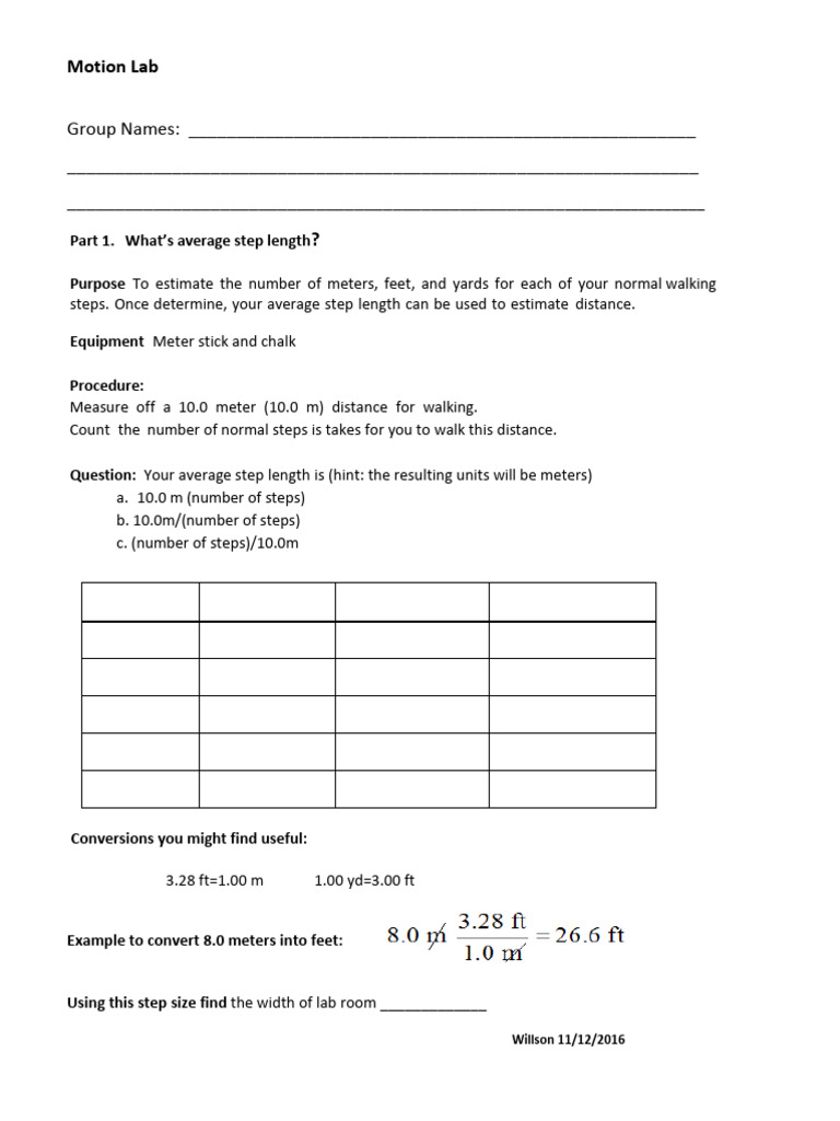 Motion Lab Pdf Metre Length
