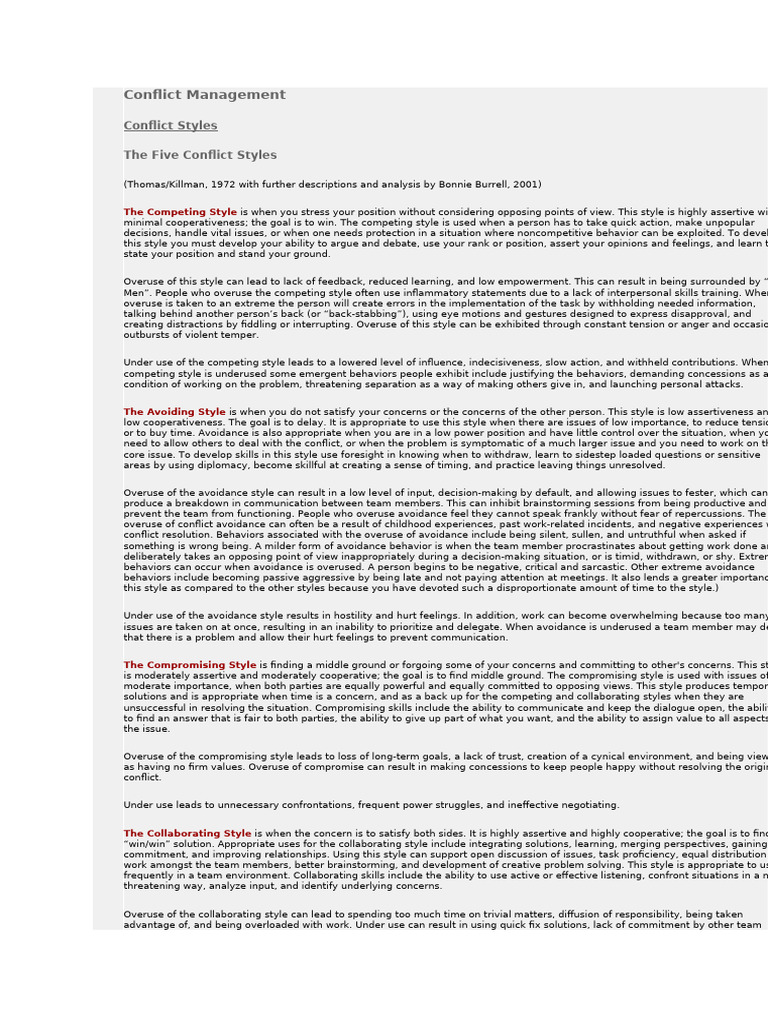 MBA 5113 Conflict Management | PDF | Conflict (Process) | Anger