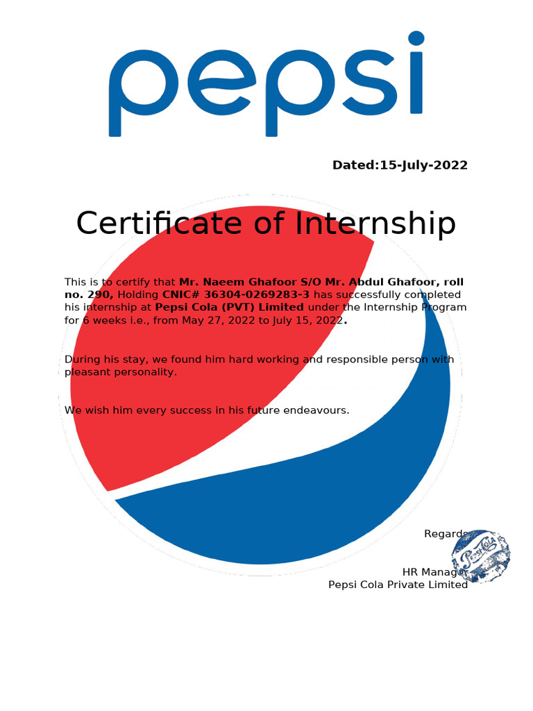 Pepsi - Letter | PDF