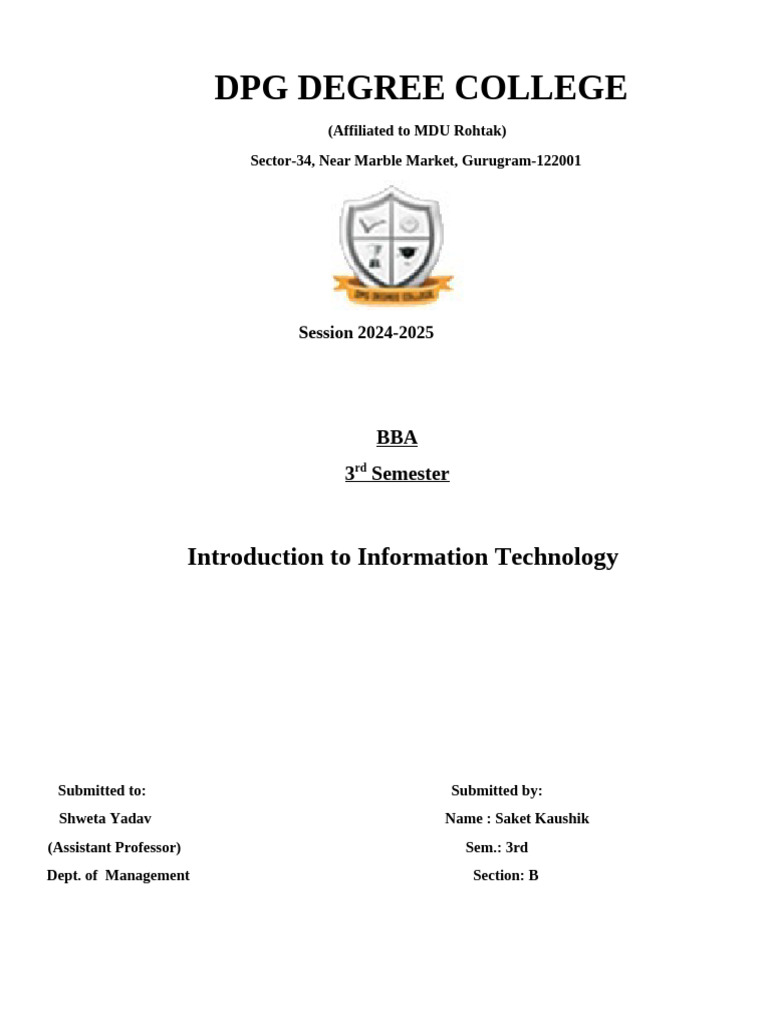 BBA 3rd Sem IT Course Overview | PDF