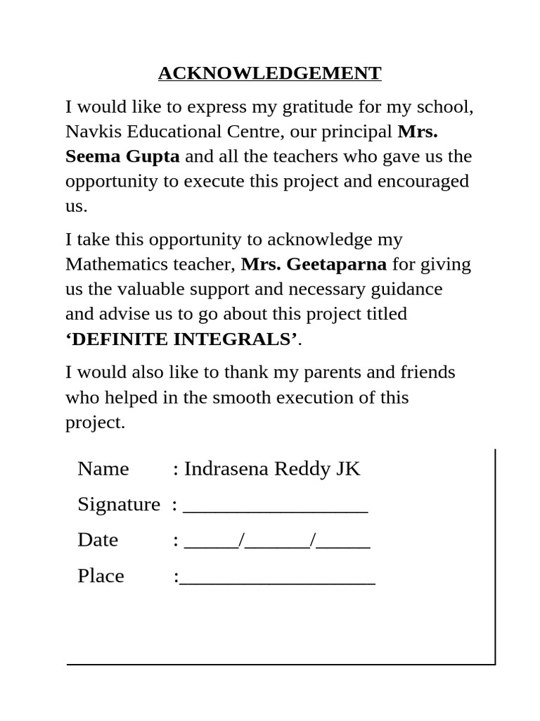 Maths Acknowledgement Indra | PDF