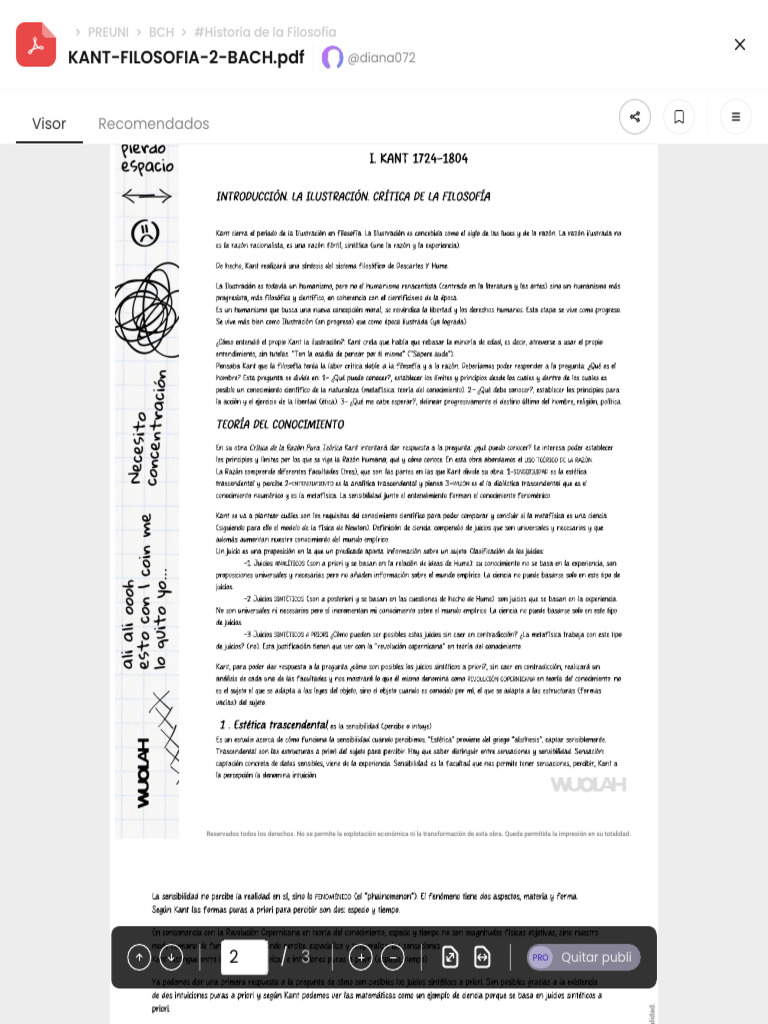 Kant Filosofia 2 Bach PDF | PDF