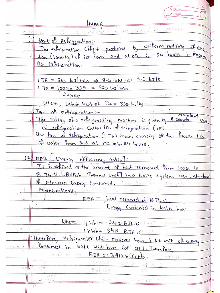 Hvacr Sem Notes | PDF