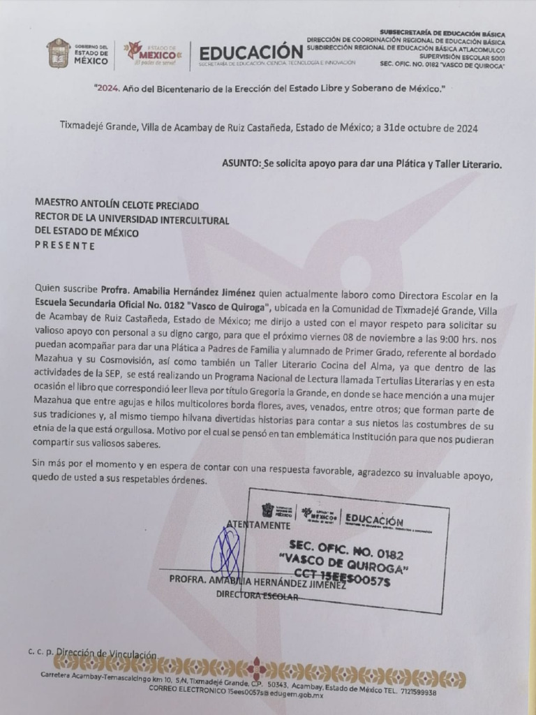 Solicitud de Apoyo para Dar Una Platica y Taller Literario. | PDF