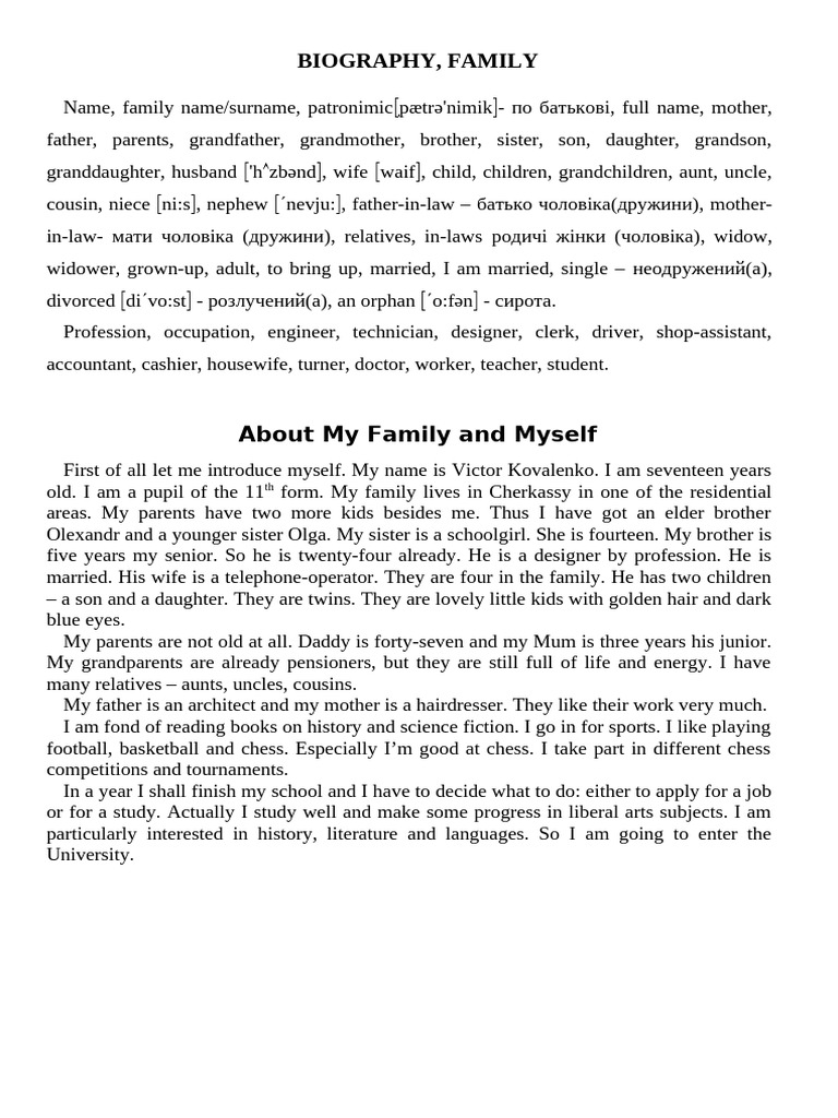 BIOGR. Family | PDF