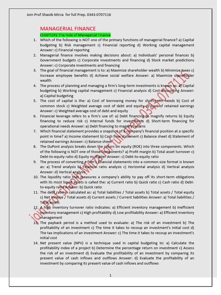 Managerial Finance Essentials | PDF | Dividend | Stocks