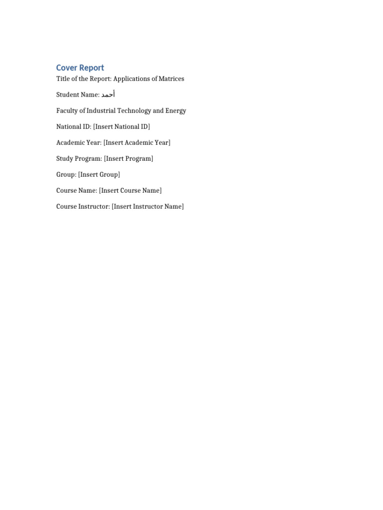 Applications_of_Matrices_Report_Final | PDF | Matrix (Mathematics ...