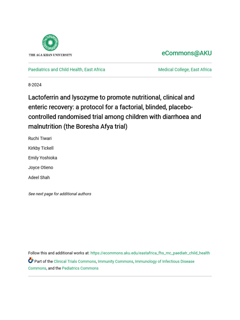 Ecommons@Aku Ecommons@Aku: Paediatrics and Child Health, East Africa ...