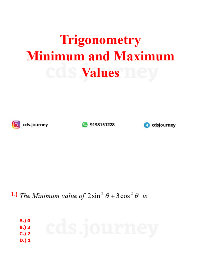 Trigonmentry-maxima & minima | PDF | Mathematics | Applied Mathematics