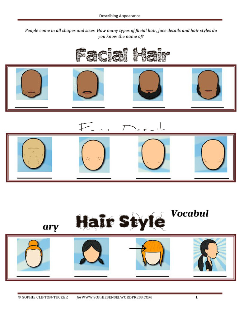 Describing Appearances Worksheet | PDF | Hair | Clothing