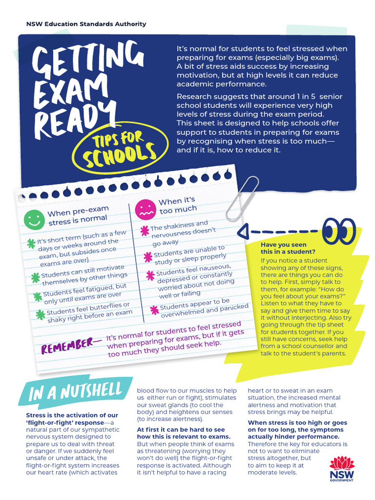 Managing Exam Stress Schools | PDF | Mental Health | Psychological Concepts
