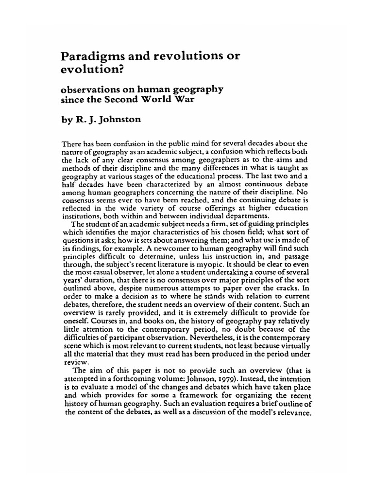 Johnston - 1978 - Paradigms & Revolutions or Evolution | PDF | Paradigm | Science