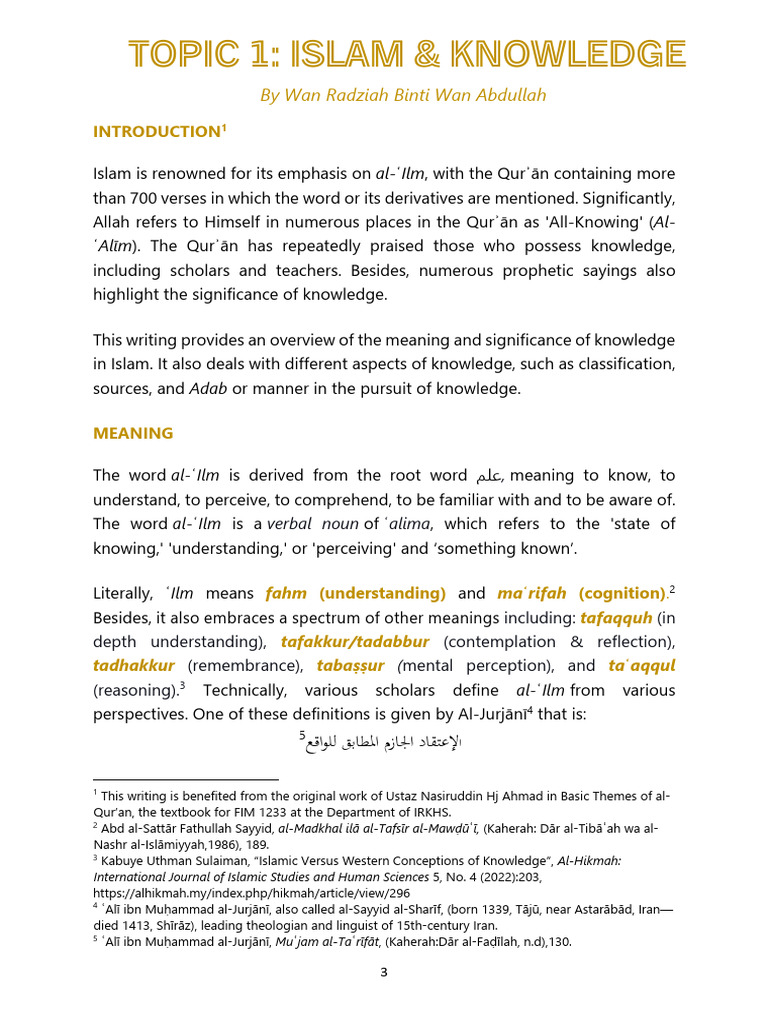 ISLAM & KNOWLEDGE EDIT | PDF | God In Islam | Quran