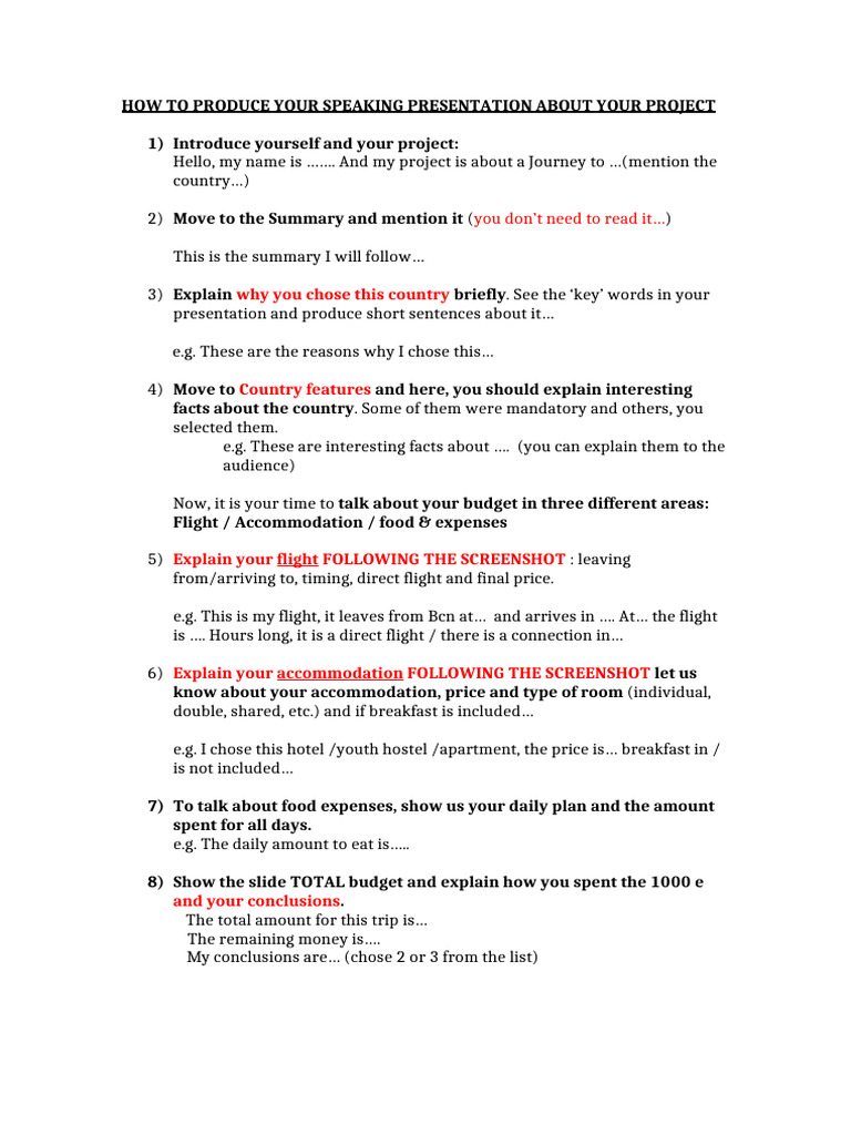 How To Produce Your Speaking Presentation About Your Project-3 | PDF