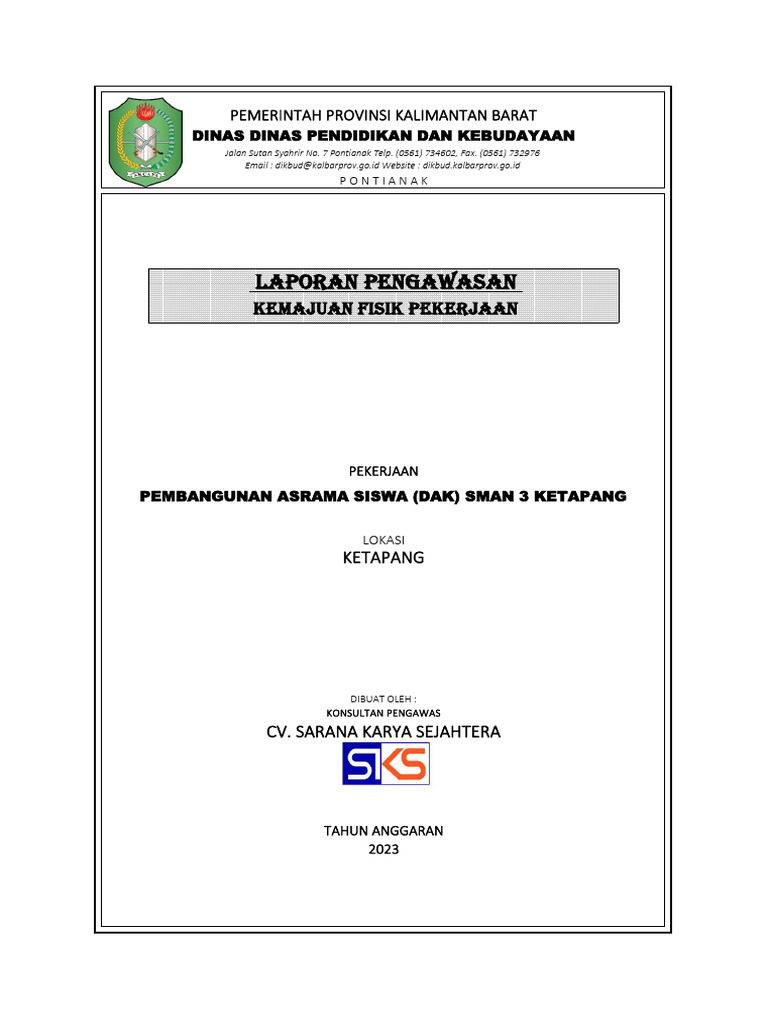LAPORAN PENGAWASAN SEKOLAH SMAN 3 KETAPANG | PDF