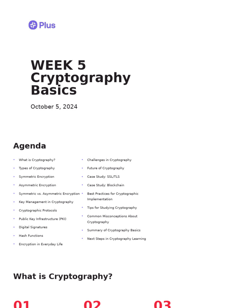 Week 5 Cryptography Basics | PDF | Public Key Cryptography | Key (Cryptography)