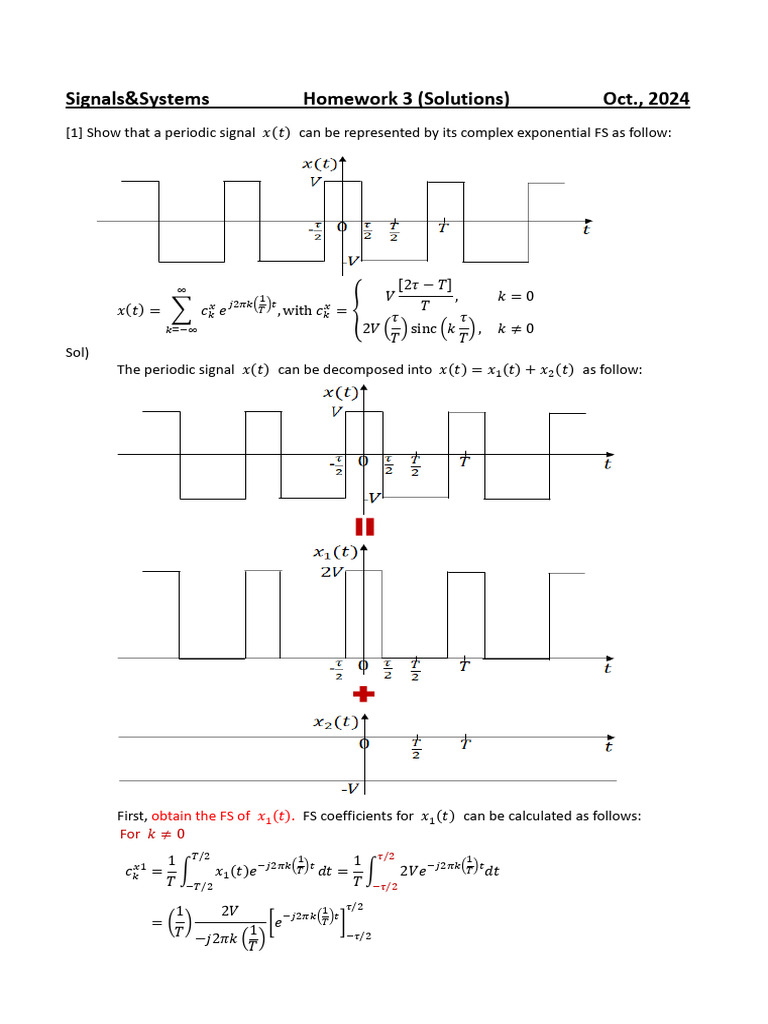 Fourier Series Solutions: Signals & Systems | PDF | Telecommunications Engineering | Signal ...