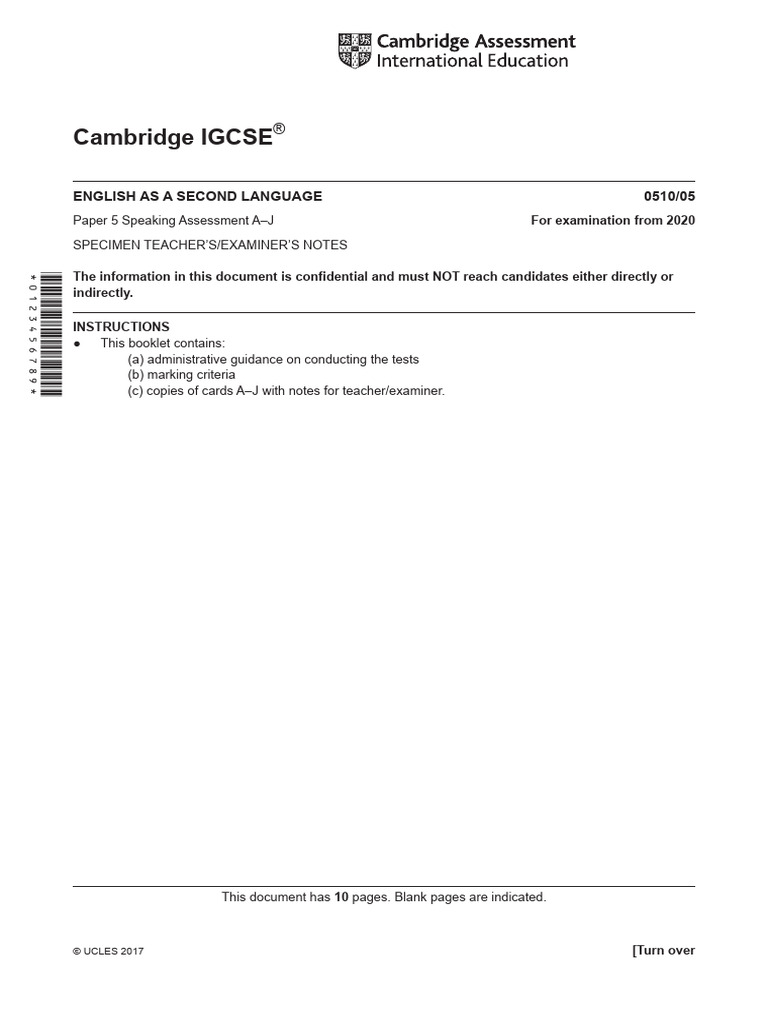 English - 0510:01 - P5 Speaking - 2020 - Teachers Notes | PDF ...