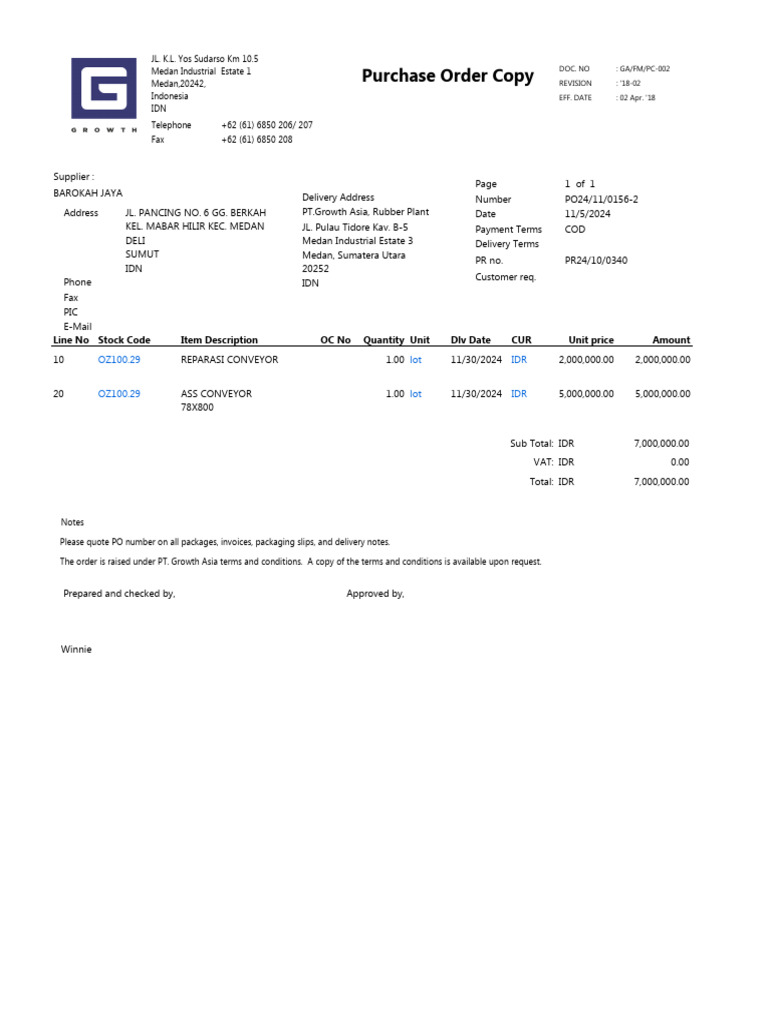 Industrial Purchase Order Details | PDF | Business Documents